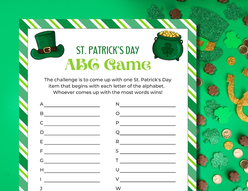 St Patrick's Day ABC Game, A-Z Race Game, Alphabet Game, St Patrick's ...