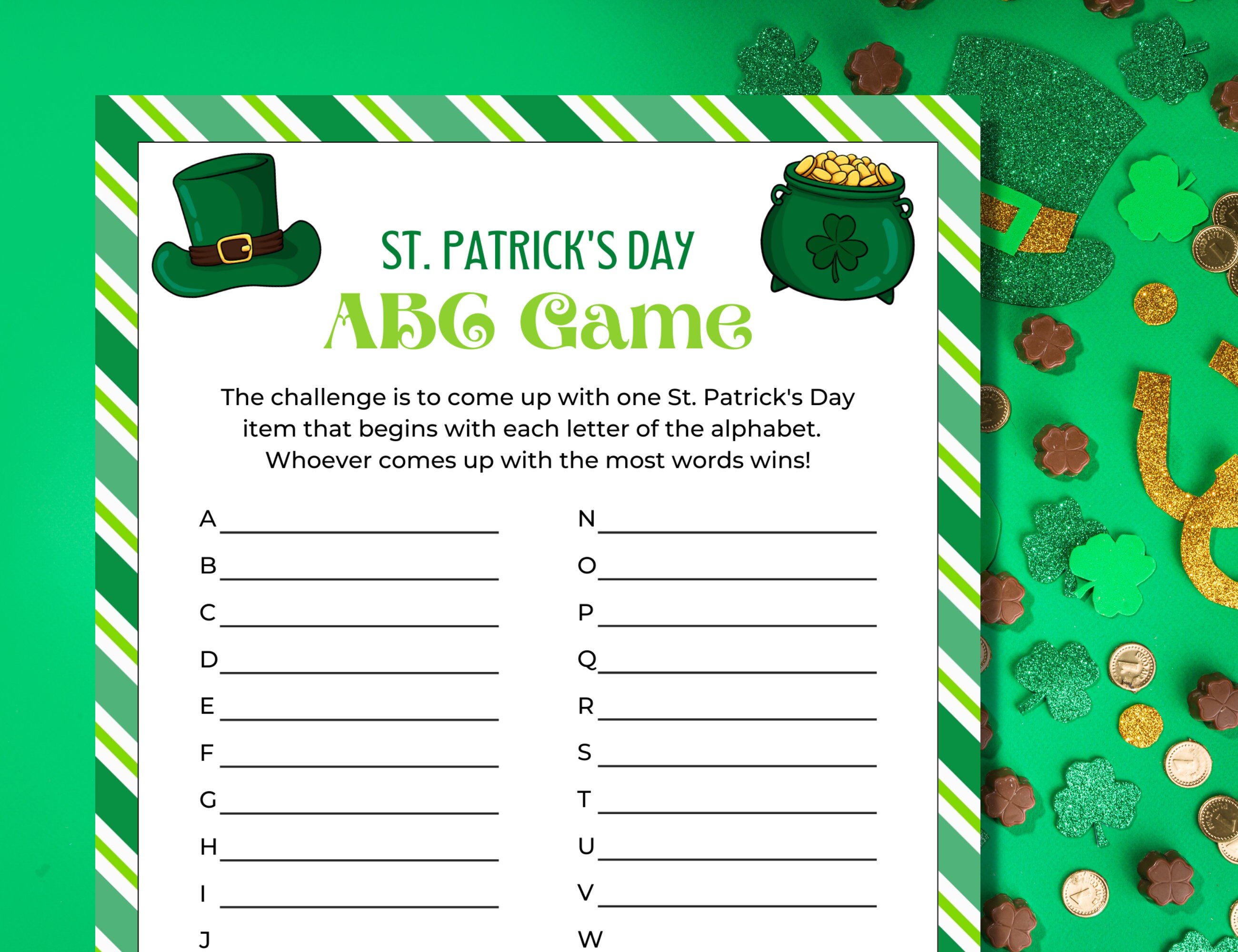 St Patrick's Day ABC Game, A-Z Race Game, Alphabet Game, St Patrick's ...