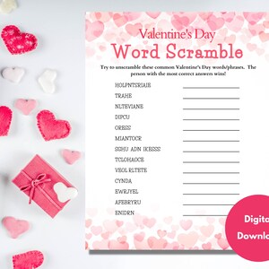 Valentines Day Word Scramble Game, Valentines Day Unscramble Game ...