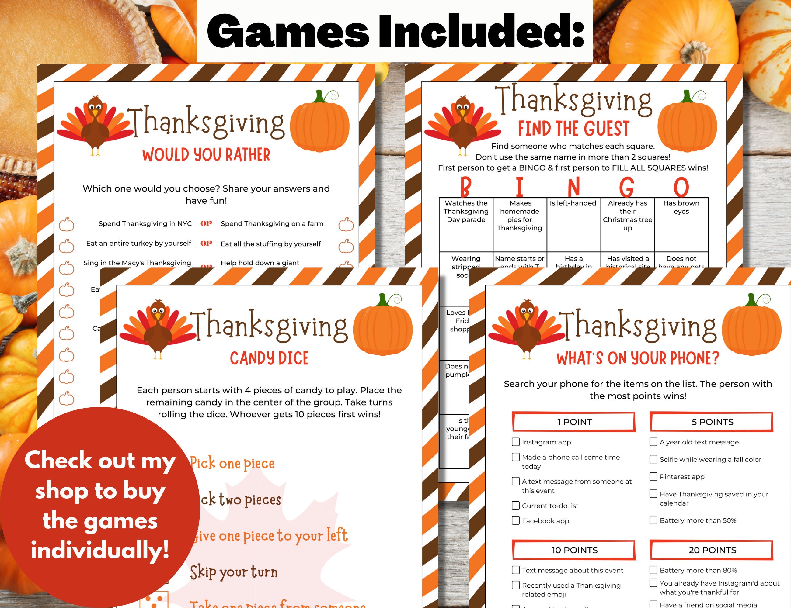 Thanksgiving Games | Friendsgiving Games | Thanksgiving Game Bundle ...