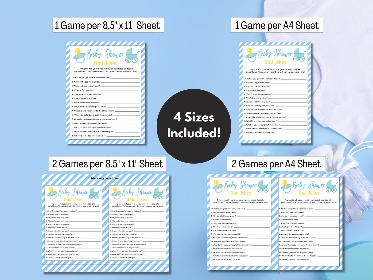 Dad Jokes Baby Shower Game | Dad Jokes Trivia Game | Printable Baby ...