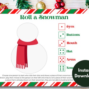 Roll a Snowman, Christmas Drawing Game, Dice Game, Christmas Game, Kids ...