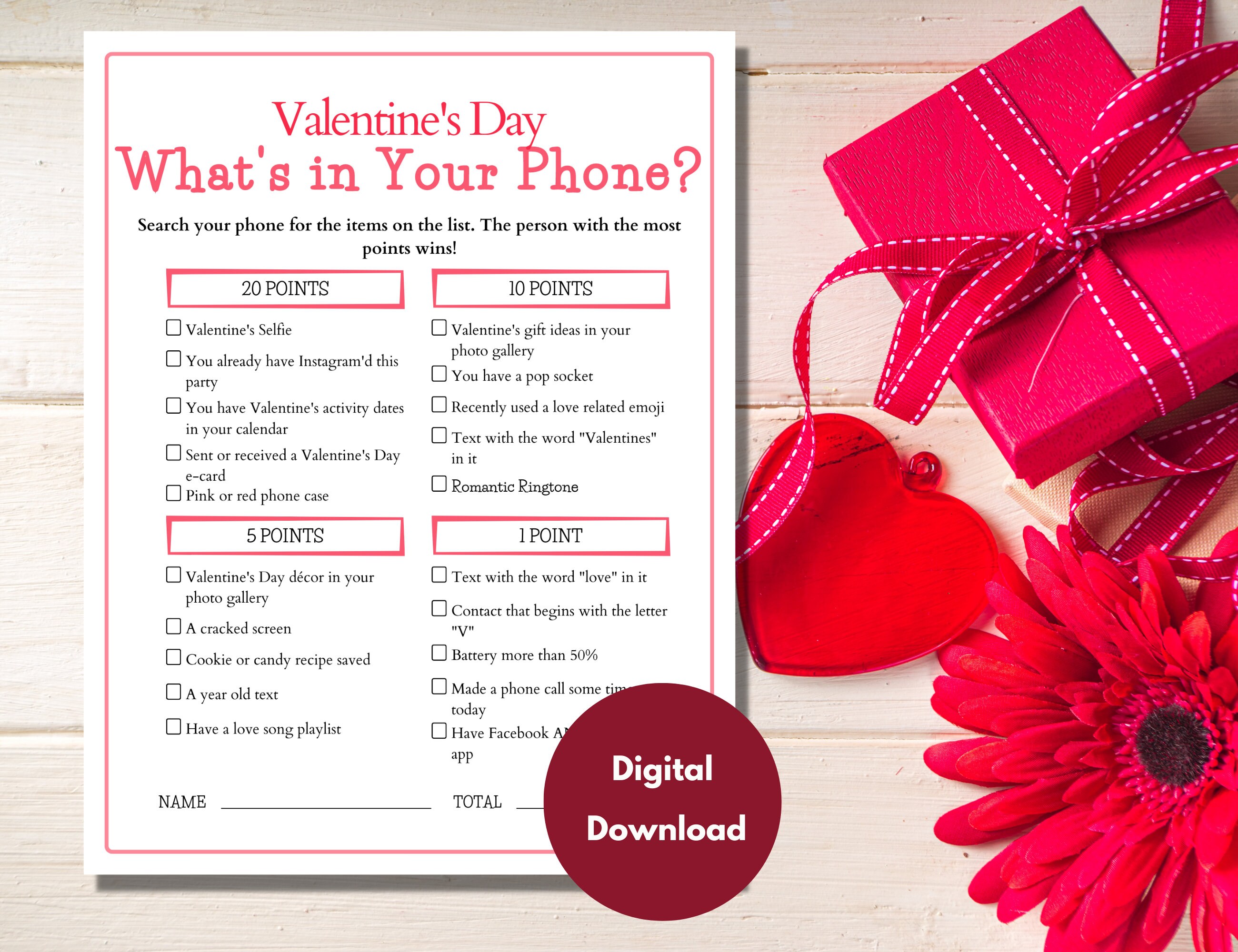 Valentines Day What's in Your Phone Game, Ice Breaker Games, Valentines ...