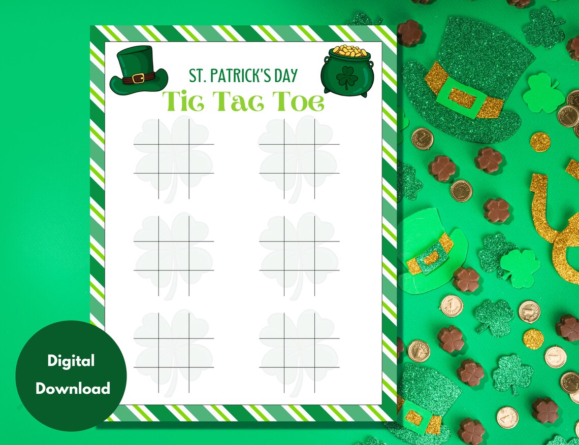 St Patrick's Day Tic Tac Toe Game, St Patrick's Day Kids Games, St ...