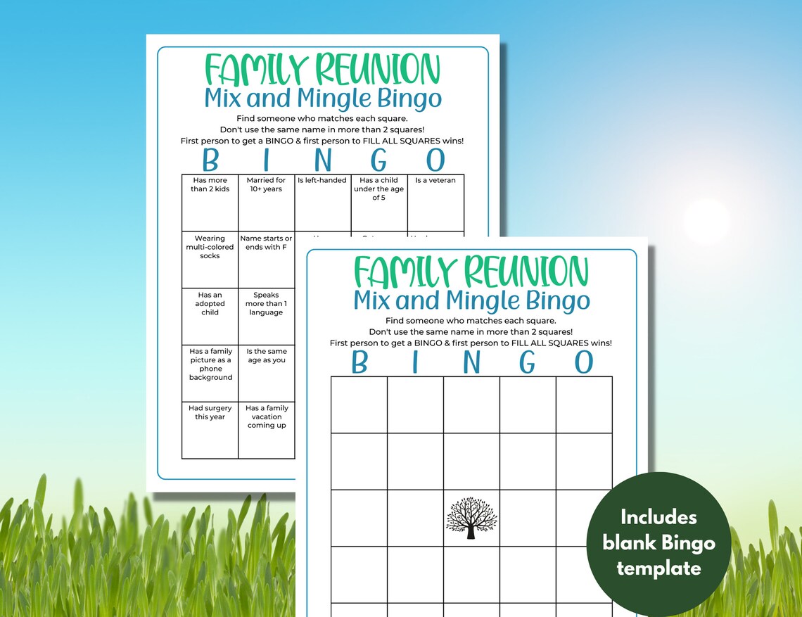 Family Reunion Find the Guest Bingo Ice Breaker Game Mix & Mingle Game ...