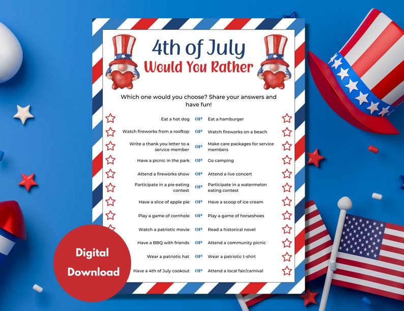 4th of July Would You Rather | 4th of July This or That | 4th of July ...