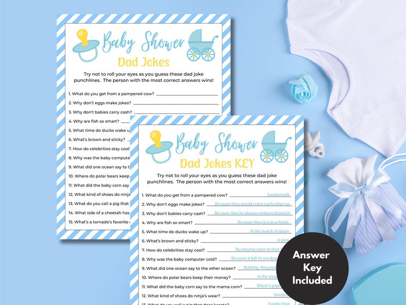 Dad Jokes Baby Shower Game | Dad Jokes Trivia Game | Printable Baby ...