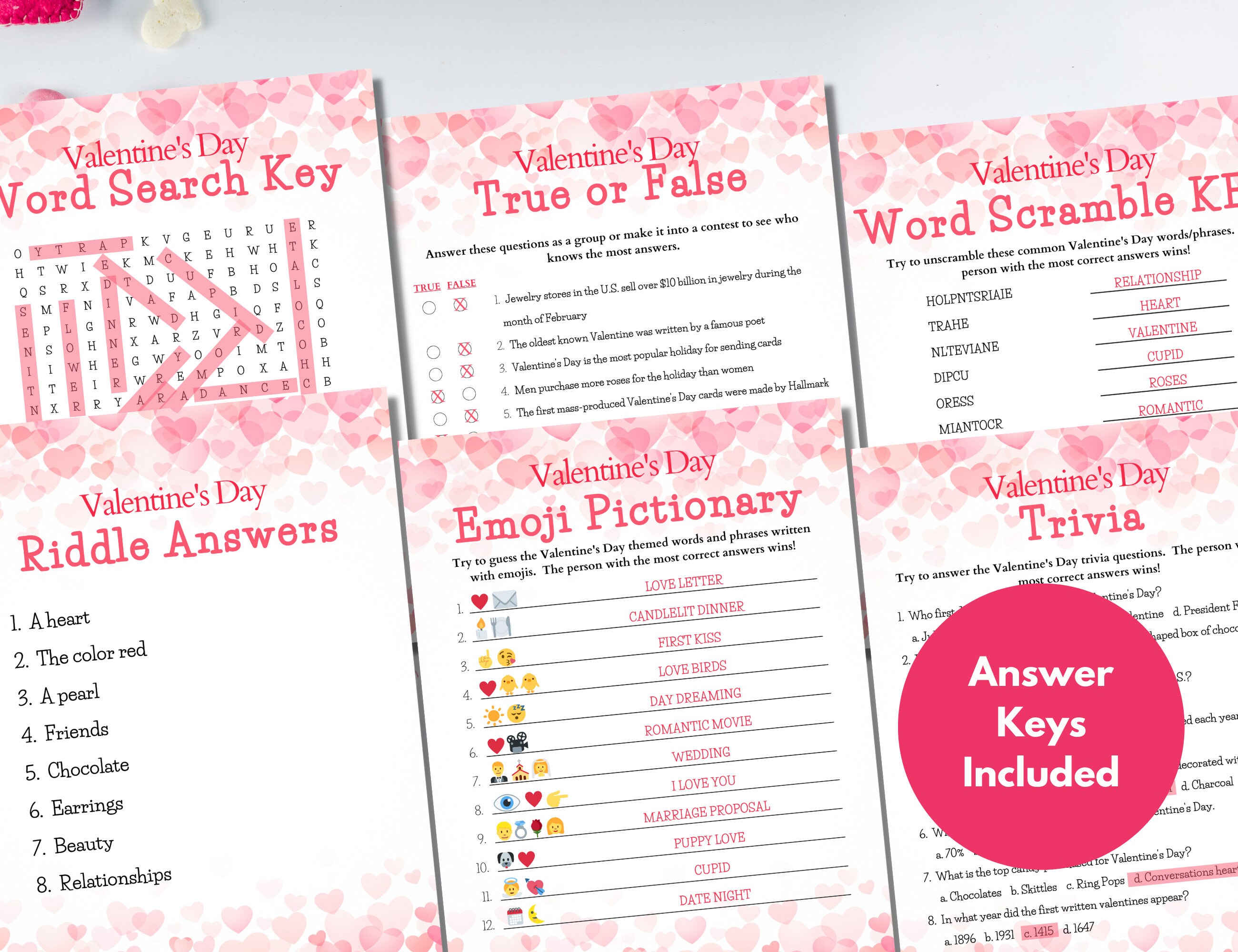 Valentines Day Games Bundle, Valentines Day Activities, Valentines Day ...