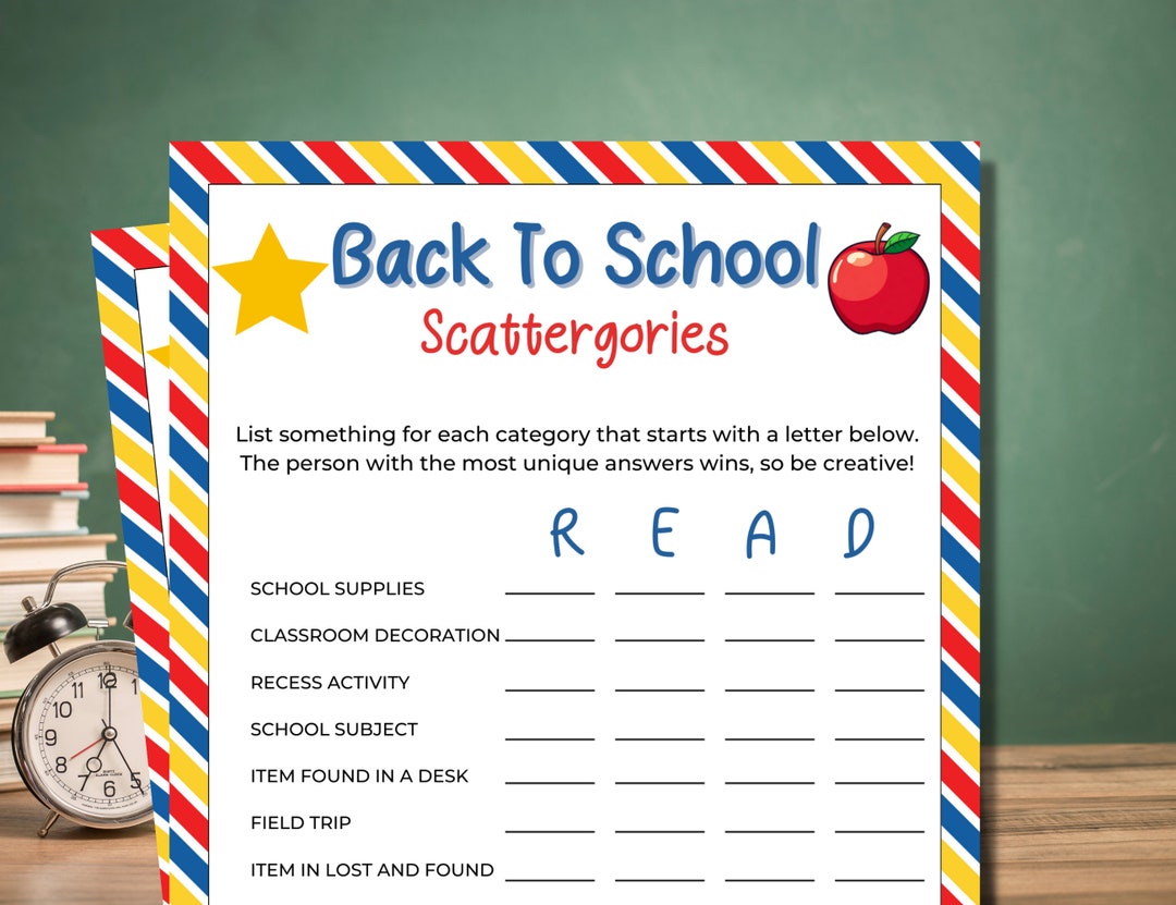Back to School Scattergories Game | Back to School Word Game | Back to ...