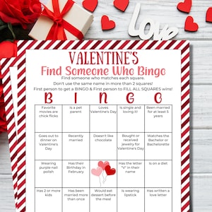 Valentines Find Someone Who Bingo | Ice Breaker Game | Mix & Mingle ...