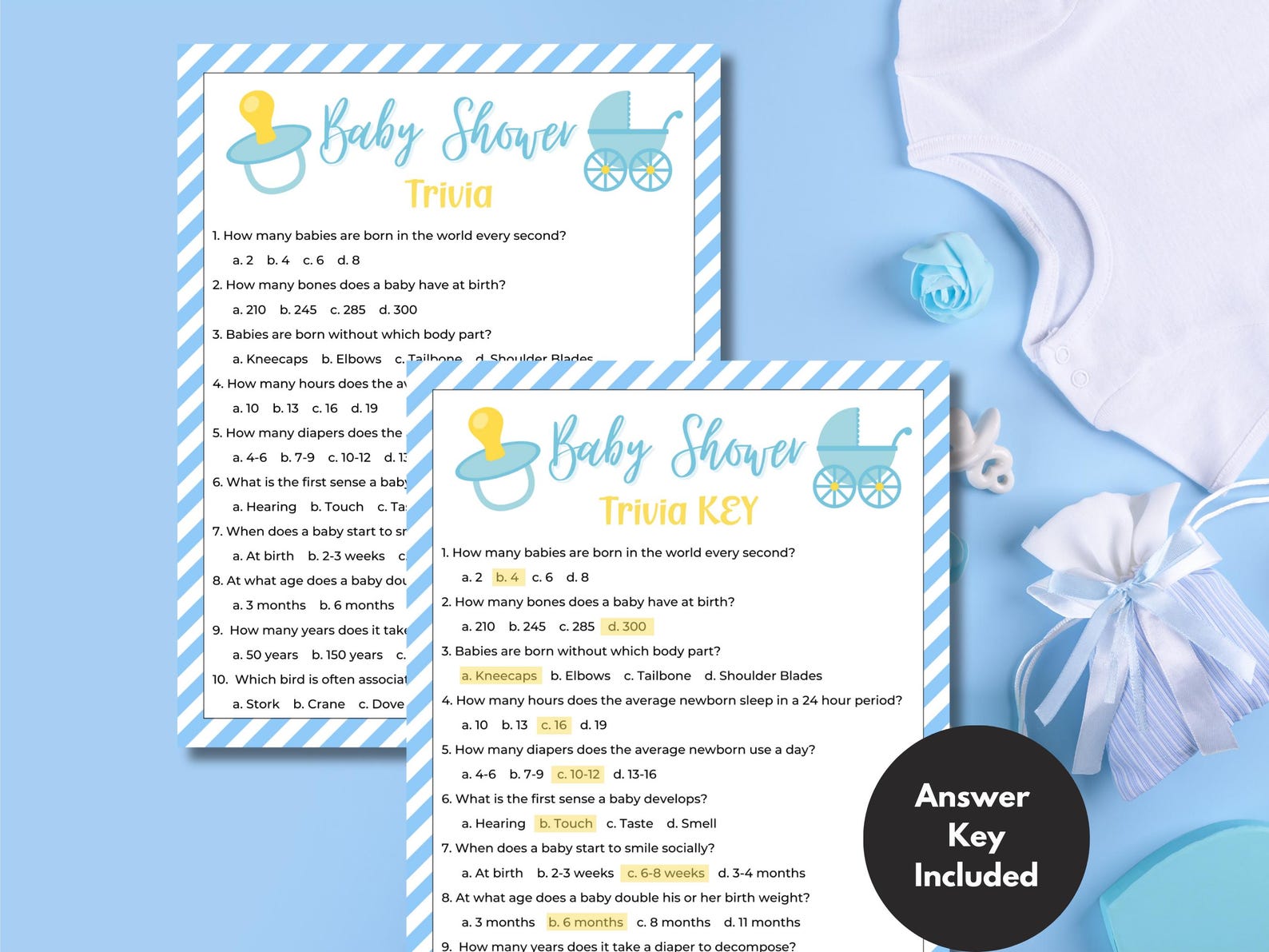 Baby Shower Trivia Game | Baby Boy Trivia | Baby Shower Games | Party ...