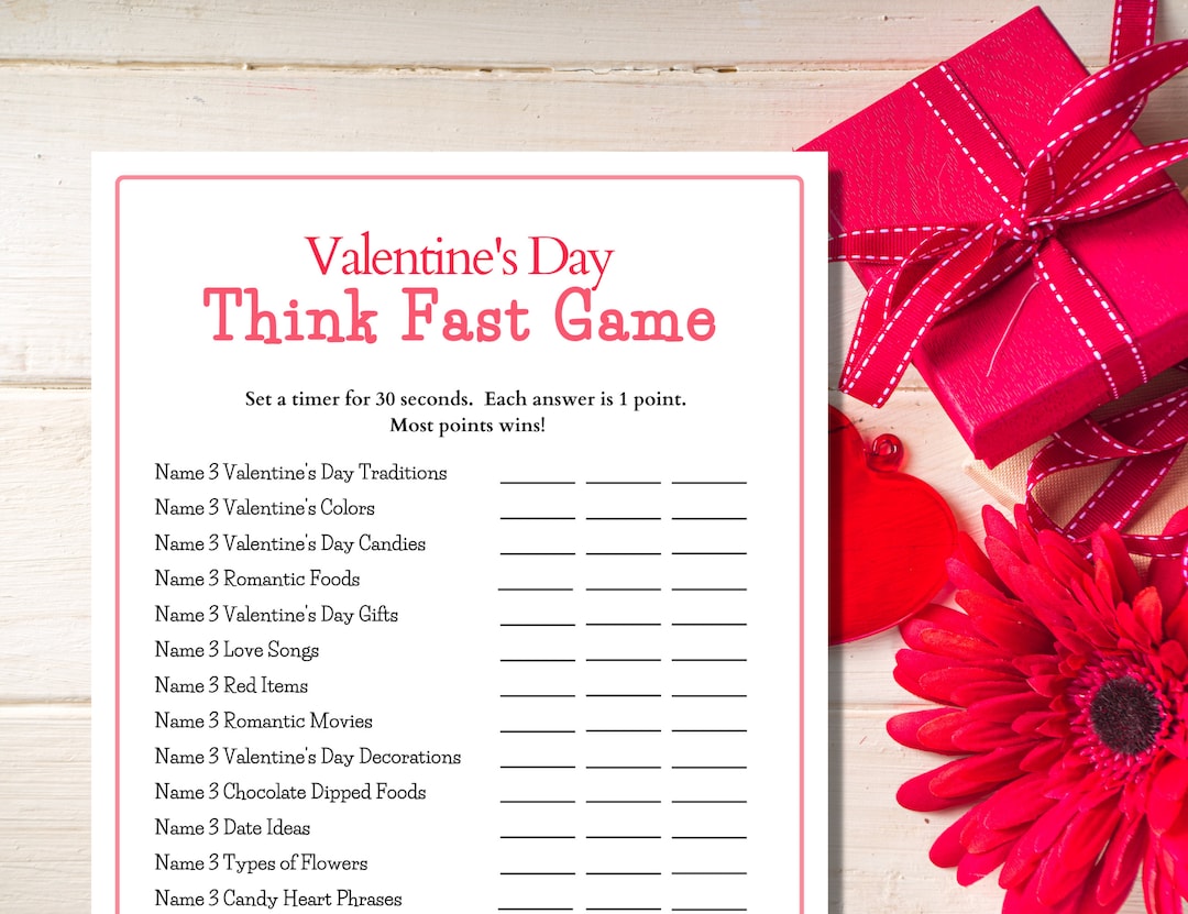 Valentines Day Think Fast Game, Valentines Day Games, Valentines Day ...
