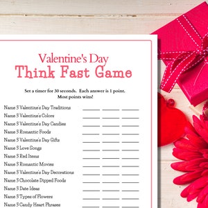 Valentines Day Think Fast Game, Valentines Day Games, Valentines Day ...