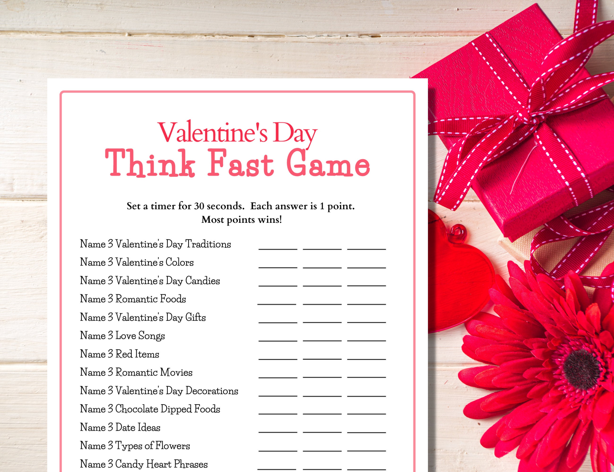 Valentines Day Think Fast Game, Valentines Day Games, Valentines Day ...