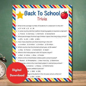 Back to School Trivia Game | Back to School Games | Printable Games ...