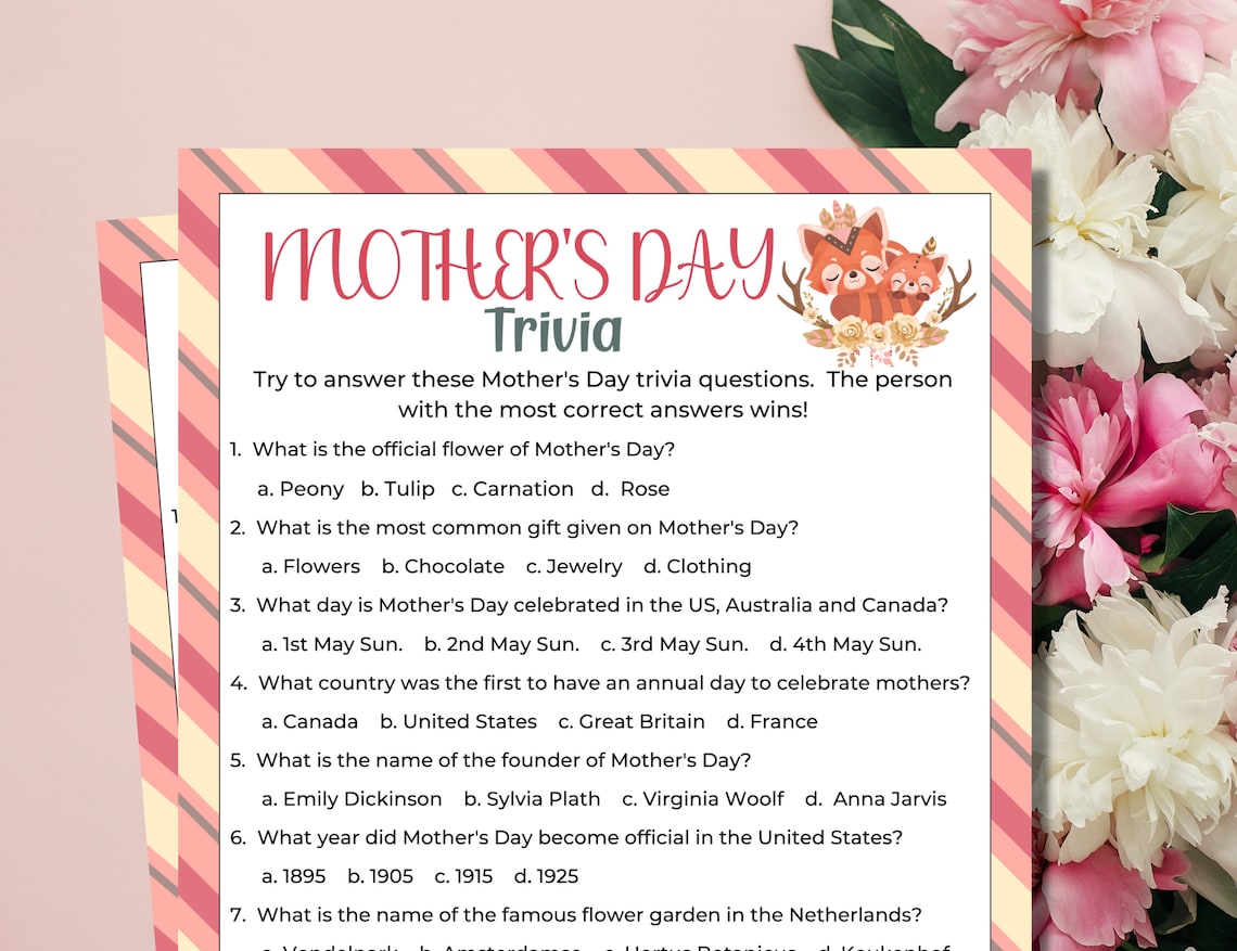 Mothers Day Trivia Game | Mothers Day Games | Mothers Day Party ...