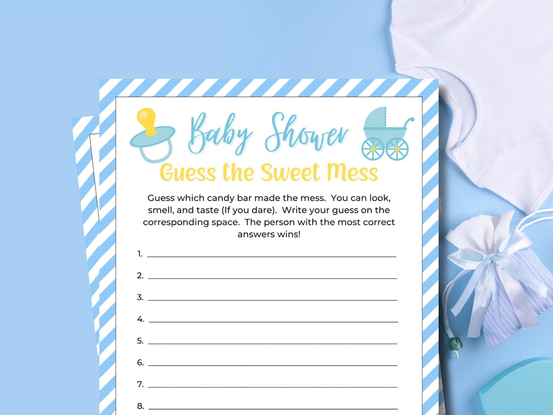 Guess the Sweet Mess | Dirty Diaper Candy Bar Game | Printable Baby ...