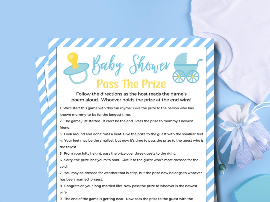 Pass the Prize Baby Shower Game | Pass the Gift Game | Printable Baby ...