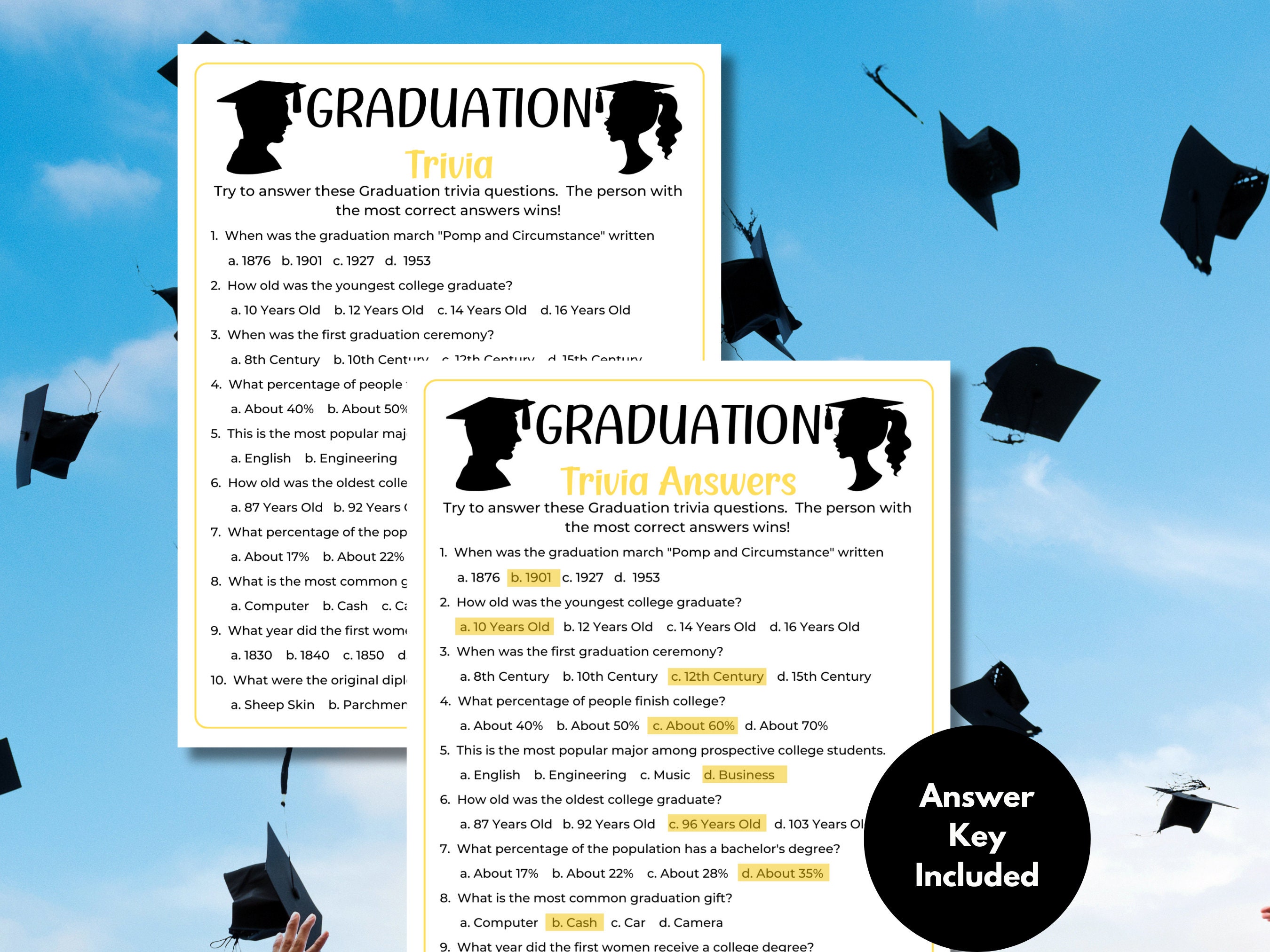 Graduation Trivia Game | 2024 Graduation Games | Graduation Party ...