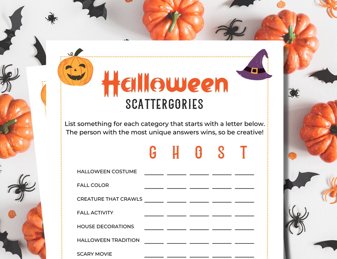 Halloween Scattergories Game | Halloween Word Game | Halloween Games ...