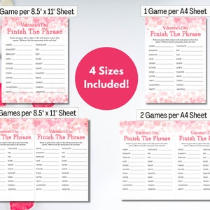 Valentines Day Finish the Phrase Game, Fill in the Blank, Valentines ...