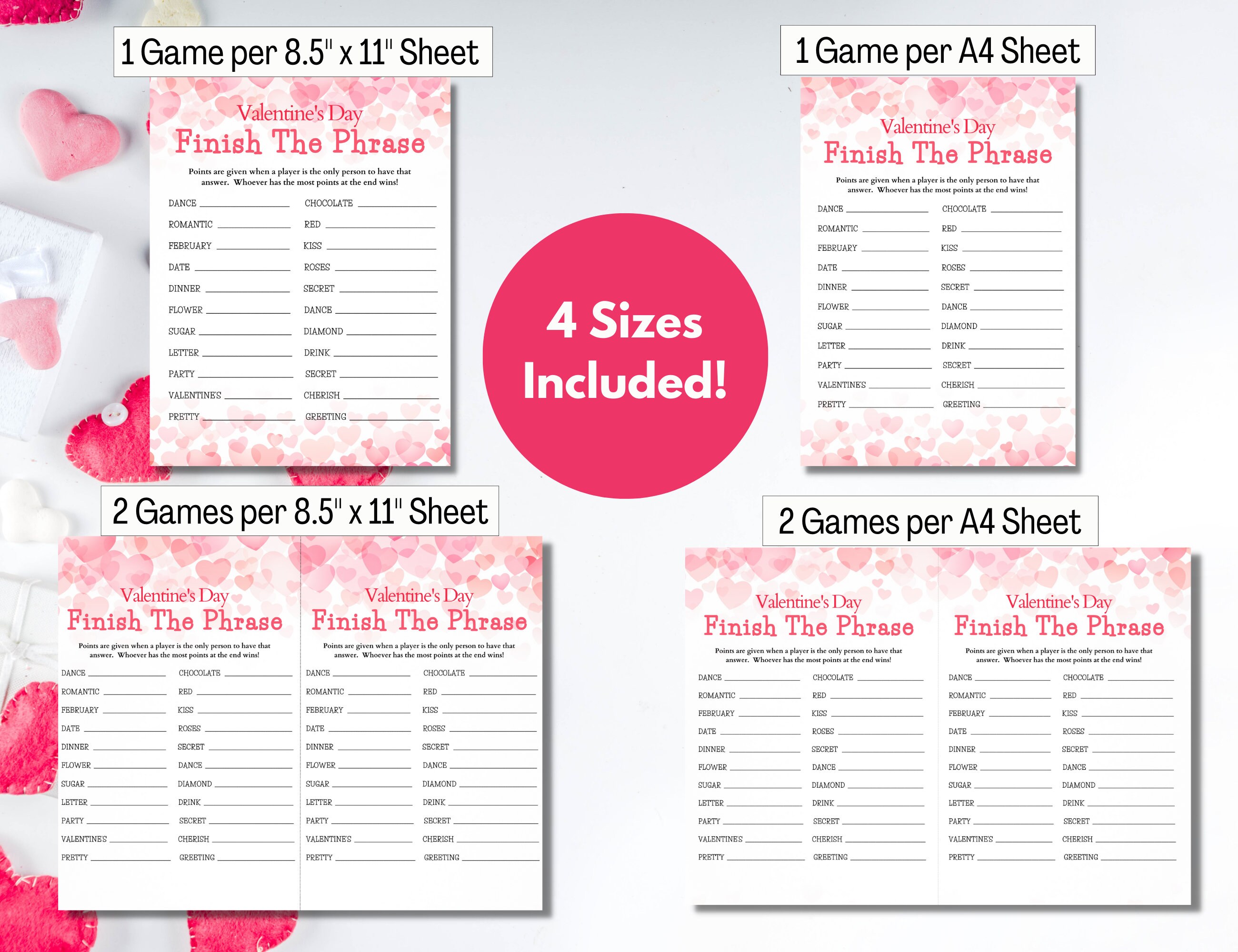 Valentines Day Finish the Phrase Game, Fill in the Blank, Valentines ...