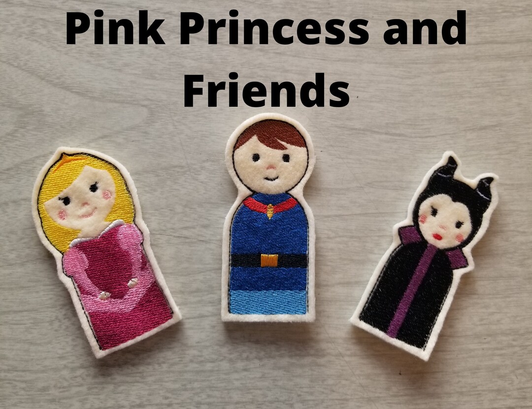 Pink Princess and Friends, Embroidered Felt Finger Puppets, Storybook ...