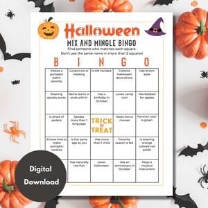 Halloween Find the Guest Bingo | Halloween Games | Ice Breaker Game ...