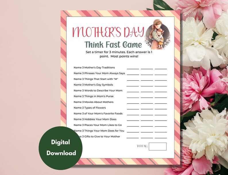 Mothers Day Think Fast Game | Mothers Day Trivia Game | Mothers Day ...