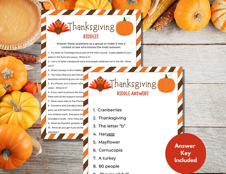 Thanksgiving Riddles | Riddle Me This | Thanksgiving Games | Family ...
