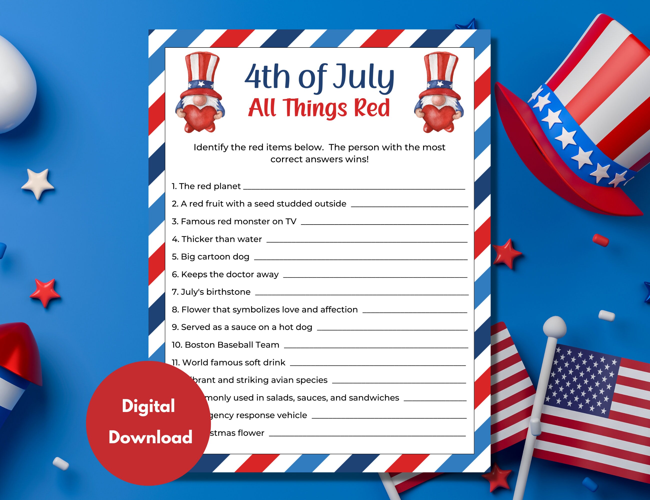 4th of July All Things Red | 4th of July Games | Family Game Night ...