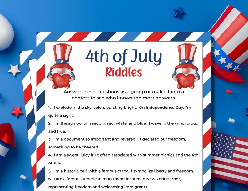 4th of July Riddles | 4th of July Riddle Me This | 4th of July Games ...