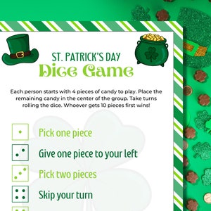 St Patrick's Day Candy Dice Game, St Patrick's Day Kids Game, St ...