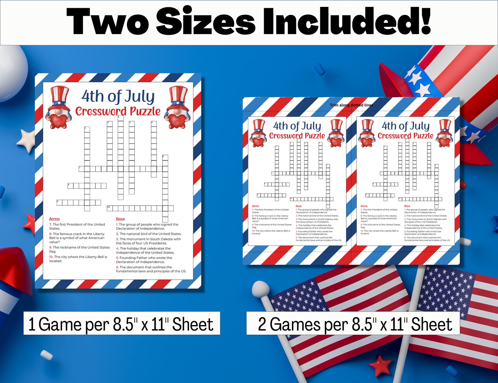 4th of July Crossword Puzzle | 4th of July Word Puzzle | 4th of July ...