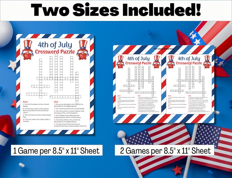 4th of July Crossword Puzzle | 4th of July Word Puzzle | 4th of July ...