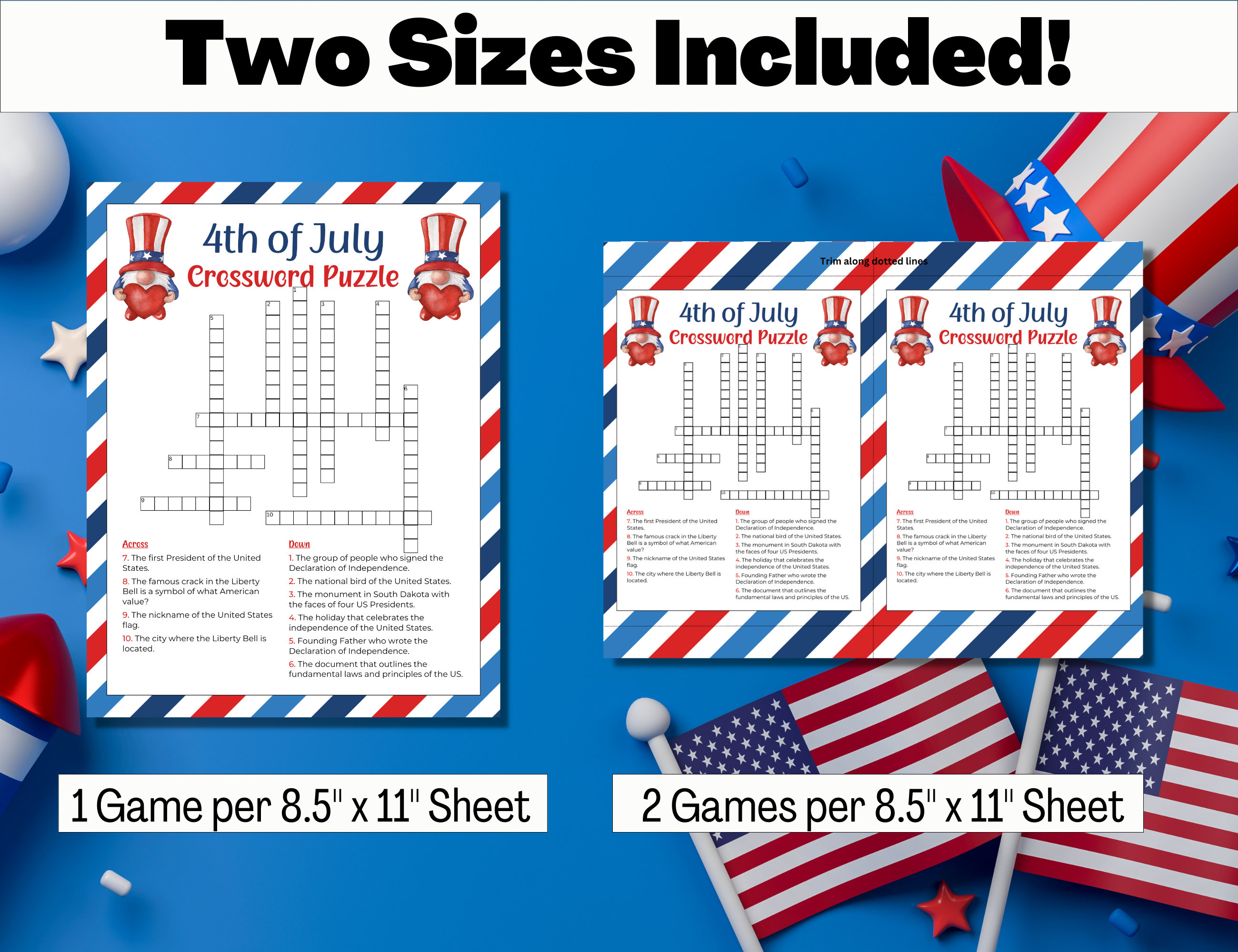 4th of July Crossword Puzzle | 4th of July Word Puzzle | 4th of July ...