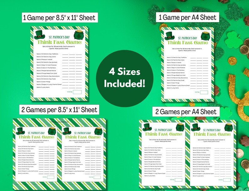 St Patrick's Day Think Fast Game, St Patrick's Day Trivia Game, St ...