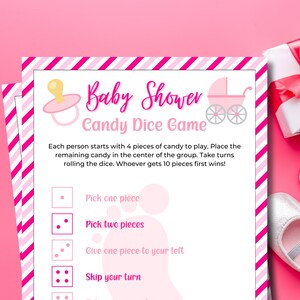 Baby Shower Candy Dice Game | Baby Dice Game | Printable Baby Shower ...