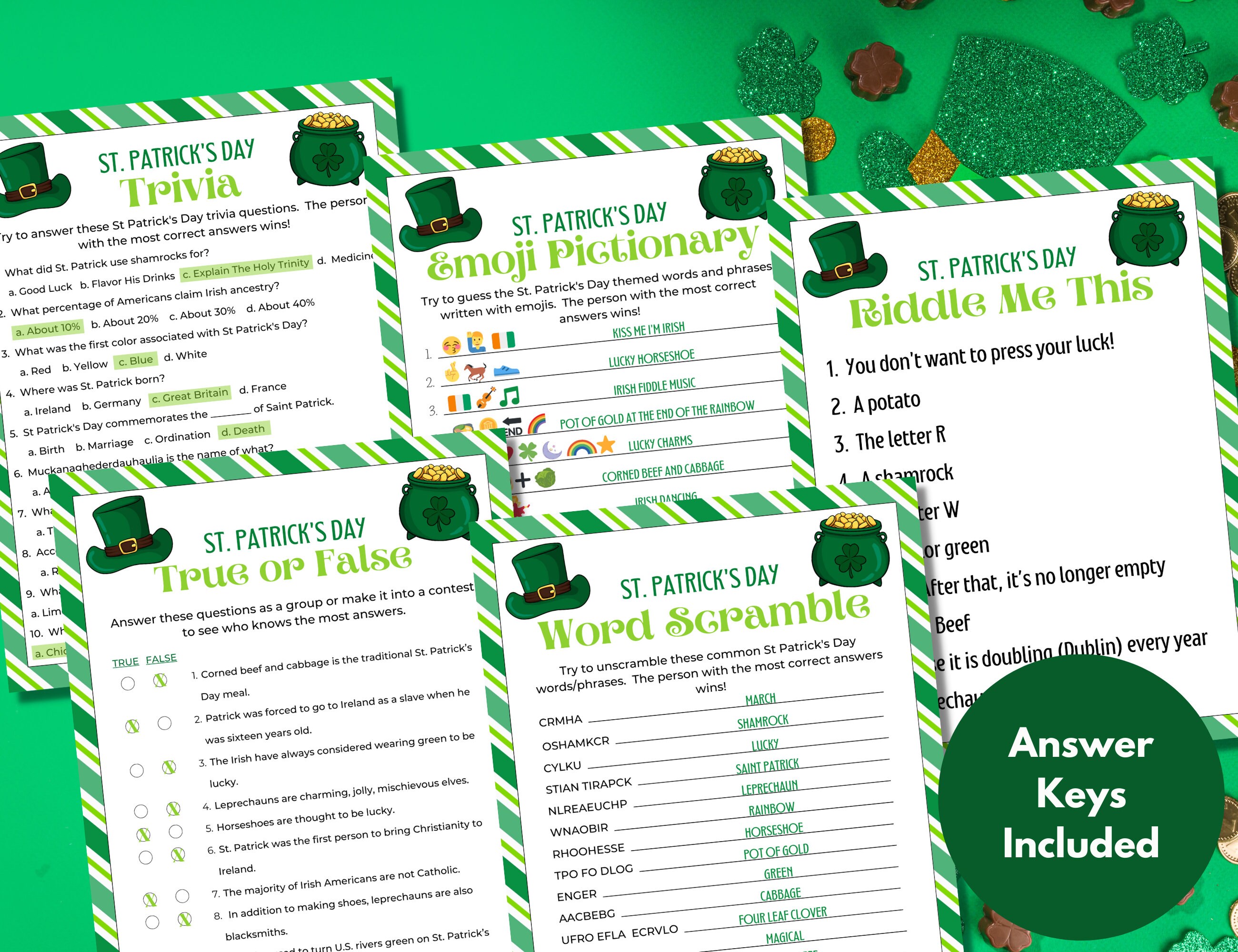 St Patrick's Day Games Bundle, St Patrick's Day Activities, St Patrick ...