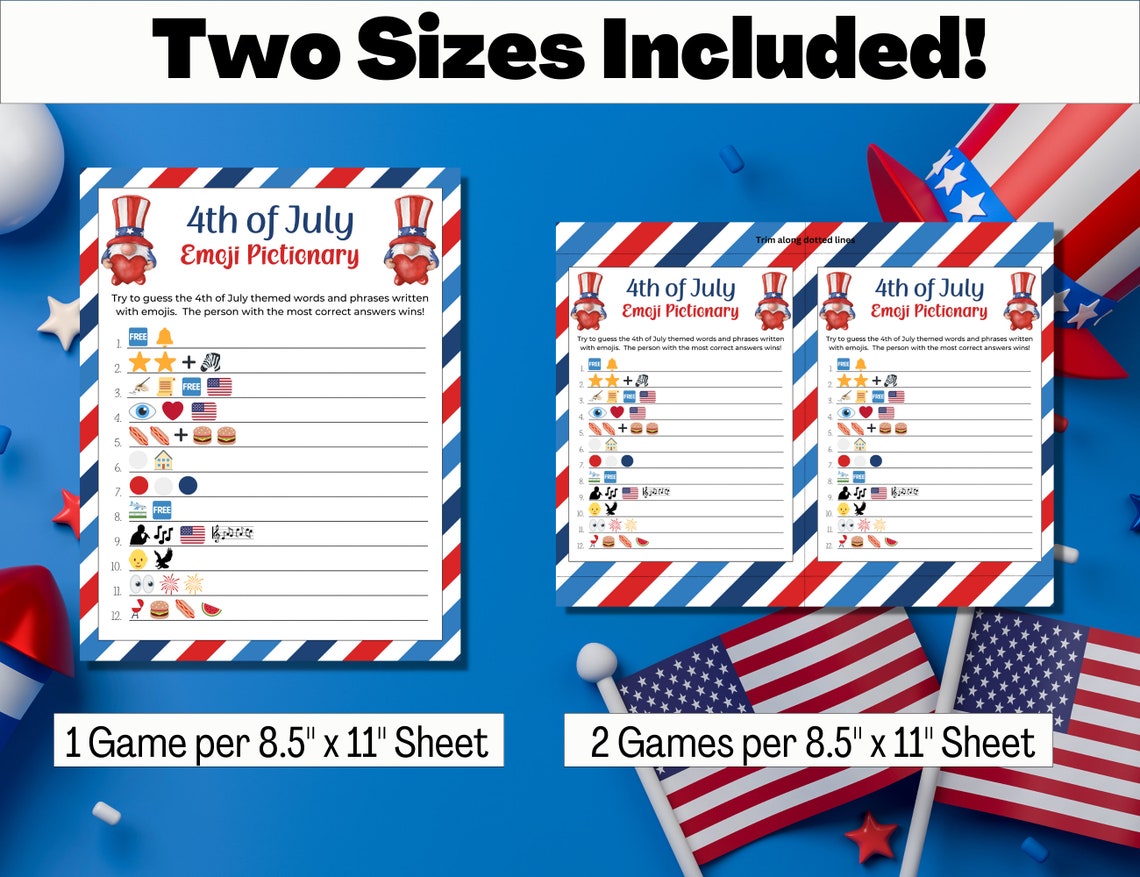 4th of July Emoji Pictionary | 4th of July Emoji Game | 4th of July ...