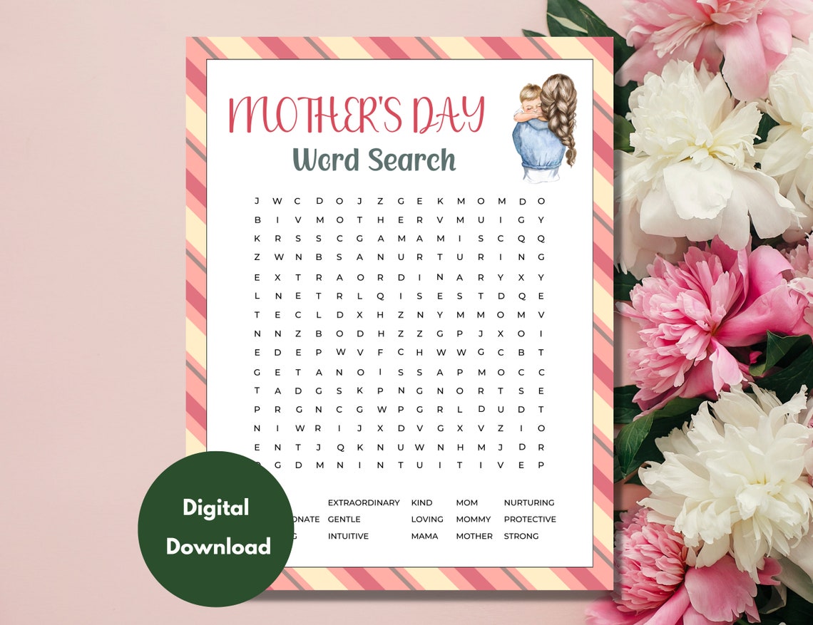 Mothers Day Word Search Mothers Day Word Puzzle Mothers Day Games ...