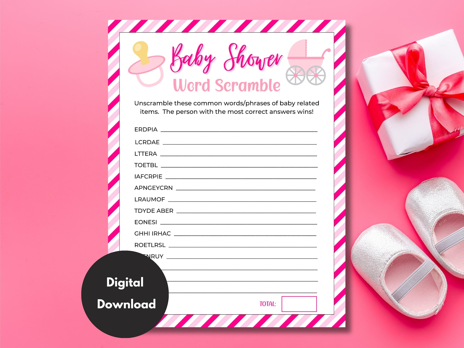 Word Scramble Baby Shower Game | Baby Word Scramble | Printable Baby ...