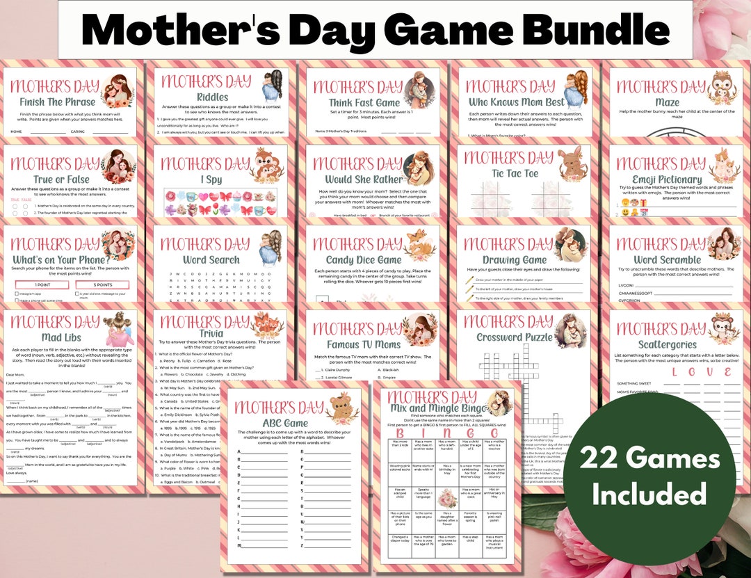 Mothers Day Games | Mothers Day Party Game | Mothers Day Game Bundle ...