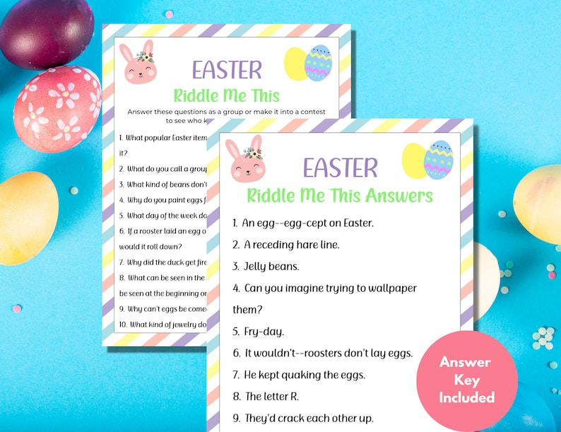 Easter Riddle Me This Game Easter Riddle Game Easter Games Party Games ...