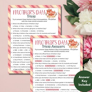Mothers Day Trivia Game | Mothers Day Games | Mothers Day Party ...