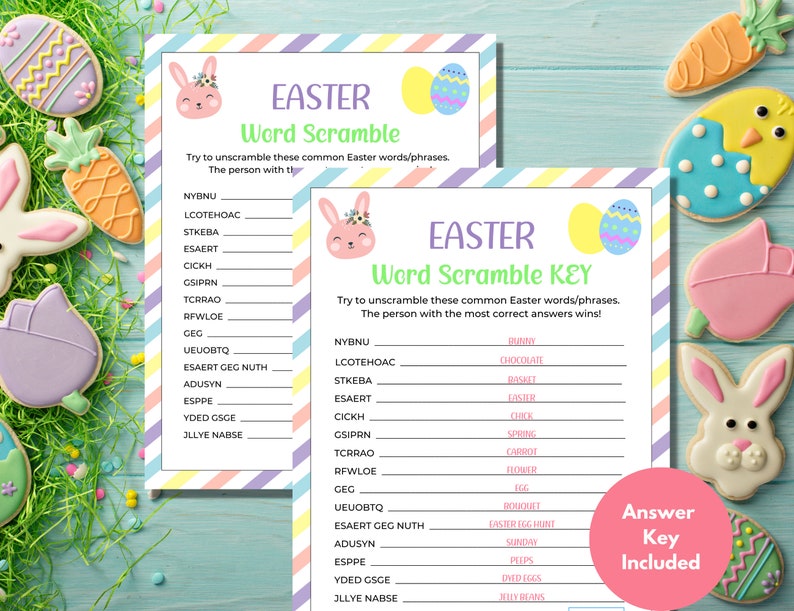 Easter Word Scramble Game Easter Unscramble Game Easter - Etsy