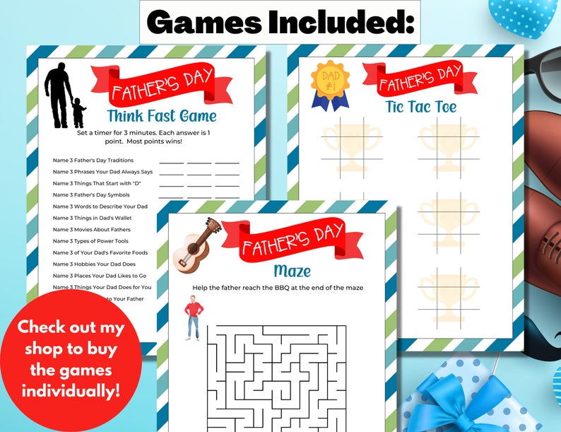 Fathers Day Games | Fathers Day Party Game | Fathers Day Game Bundle ...