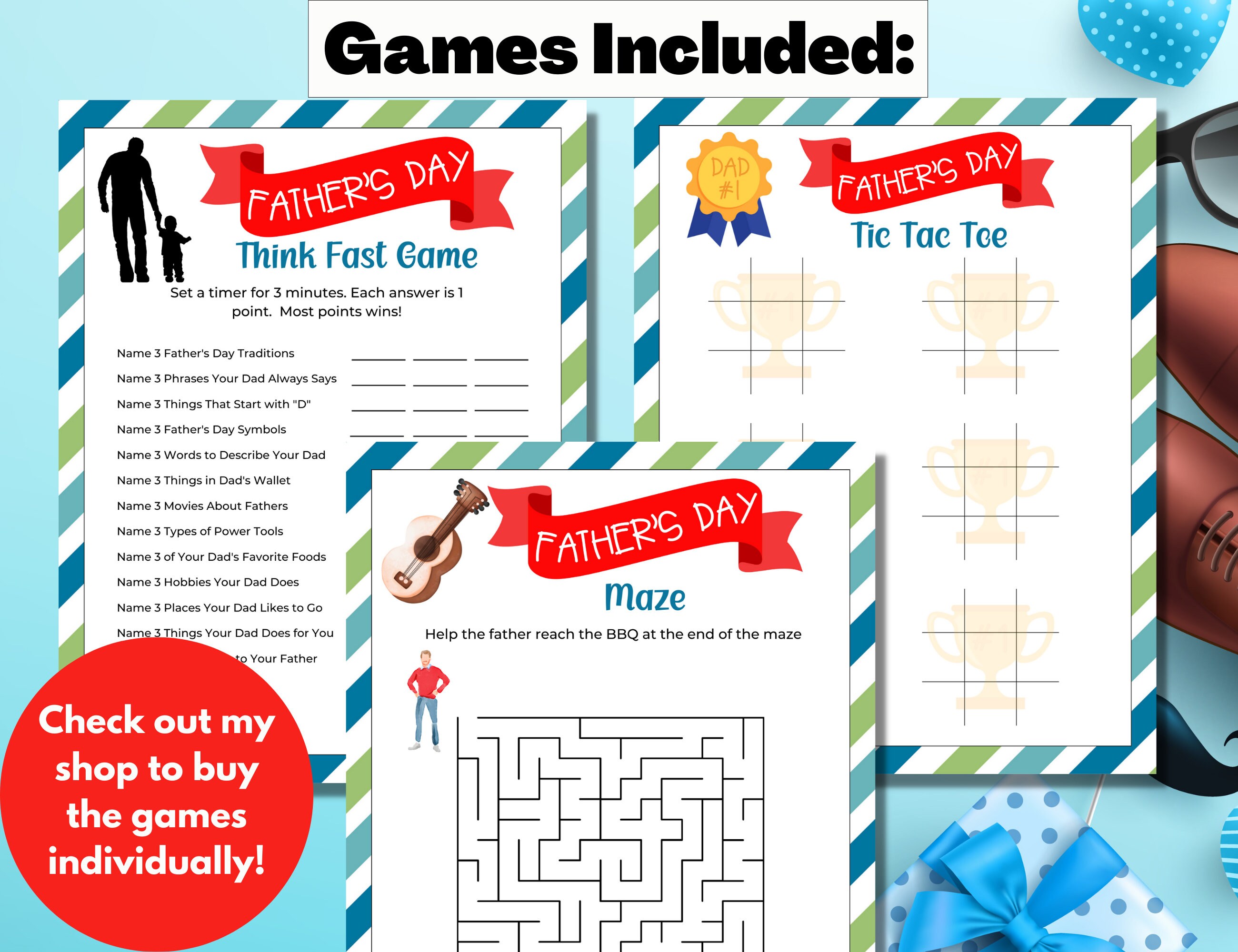 Fathers Day Games | Fathers Day Party Game | Fathers Day Game Bundle ...