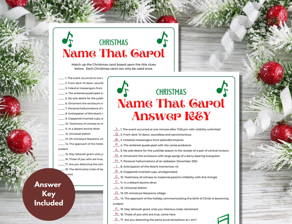 Christmas Games, Christmas Name That Carol, Christmas Song Game ...