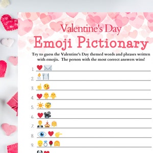 Valentines Day Emoji Pictionary Game, Valentines Day Emoji Game ...